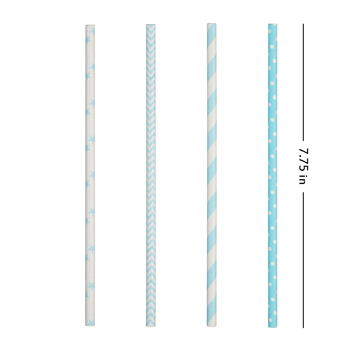 ALINK Biodegradable Light Blue White Paper Straws, Pack of 100 Party Straws for Juice, Cocktail, Smoothies, Birthday, Wedding, Bridal/Baby Shower and Christmas Decorations Supplies
