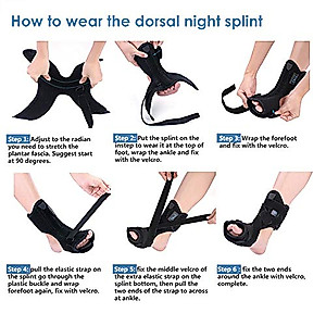 Foot BraceFoot Drop Night Splint Orthotics Fracture Sprain Injury Support Wrap Breathable Ankle Brace with Masssage Ball