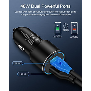 12 Volt USB Outlet, 30w+18w Dual Port USB C Car Charger, Super Fast Charging Cigarette Lighter Adapter Usbc Cargador Carro Auto Plug Phone Car Charger for Android Samsung Galaxy, Google, Apple iPhone