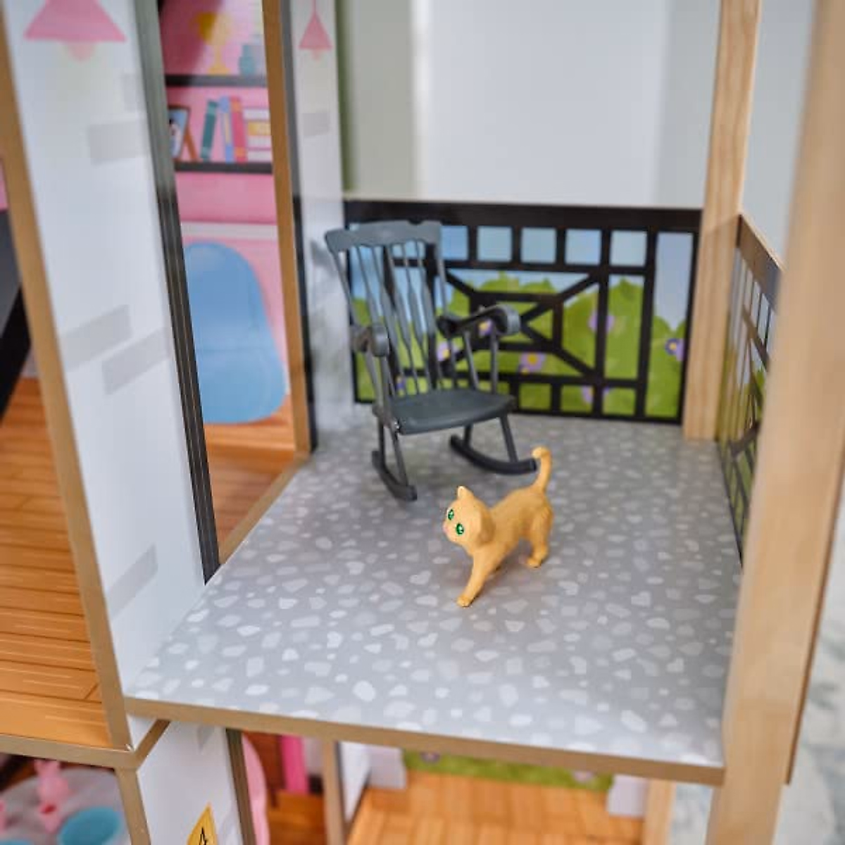 KidKraft Windmill Elevator 2-in-1 Wooden Barn & Dollhouse with Horse and Lights & Sounds, Over 3 Feet Tall, Pink