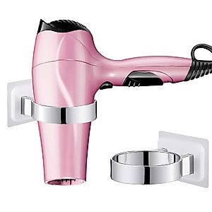 Fysupotsu Hair Dryer Holder Wall Mount,Self Adhesive Hair Tool Organizer Storage,Bathroom Hair Accessories Organizer,Blow Dryer Holder No Drilling (White)