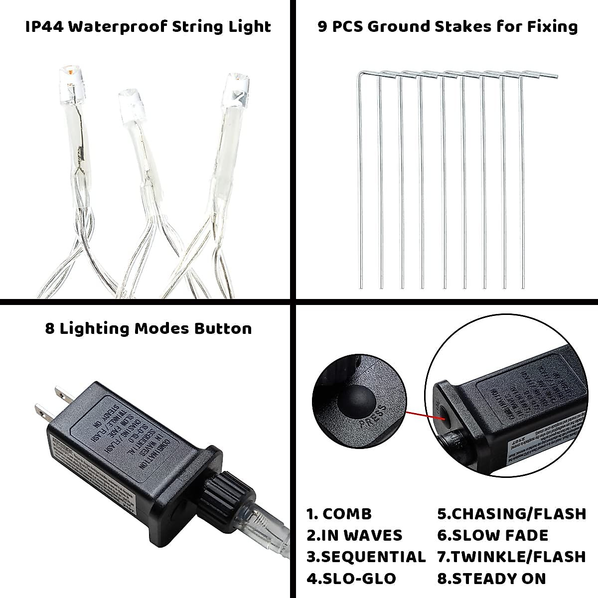 Joiedomi 345 LED Christmas Decoration Star Lights, 11.5Ft 8 Lighting Modes Decorative Tree Lights with Topper Star for Christmas Tree, Party Wedding Garden Yard Patio Xmas Outdoor Décor(Warm Whit)