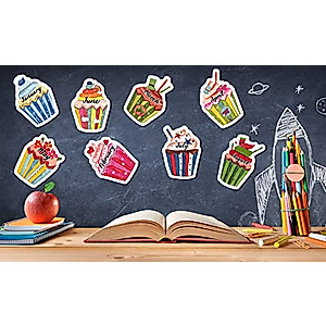 FLYAB 12Pcs Birthday Cutouts for Classroom Decoration Birthday Cupcake Cutouts Calendar Chart Poster Birthday Bulletin Board Decorations for Classroom Birthday Party Decoration Teacher Supplies
