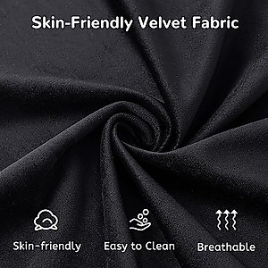 Furniliving Home Office Chair Velvet Desk Chair, Upholstered Modern 360°Swivel Chair with Shell-Shaped Back, Rolling Wheels for Office, Study, Vanity, Bedroom(Black)