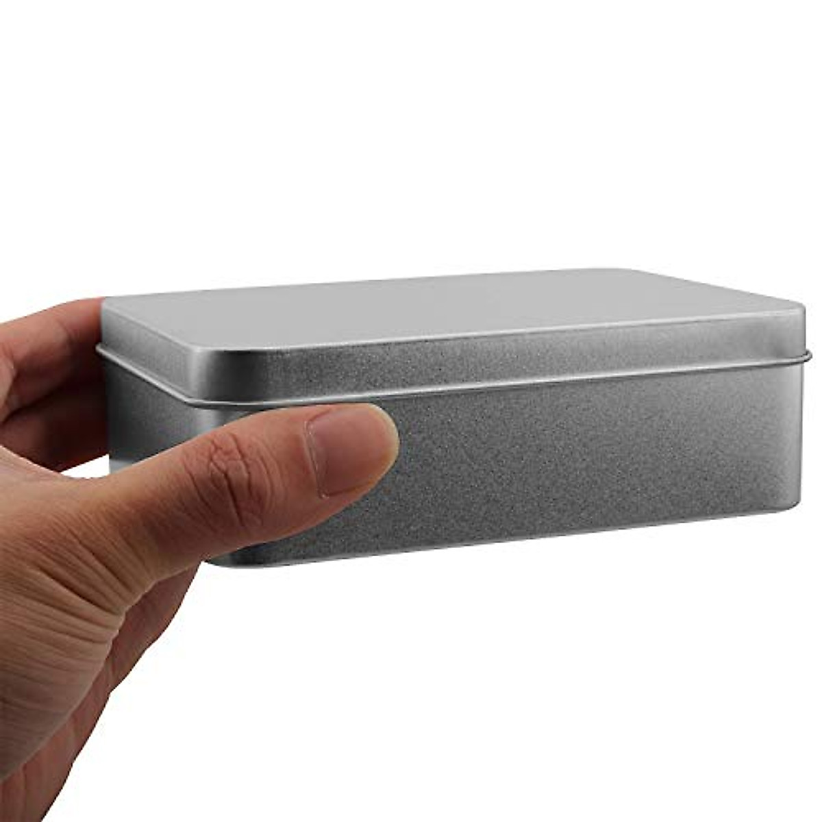 Empty Metal Tins Box with Lid,6 Pack Stainless steel Tins Cookie Tin Cans Storage Container for Treats, Gifts, Candle, Favors and Crafts, Silver, 4.9 x 3.7 x 1.6 Inches