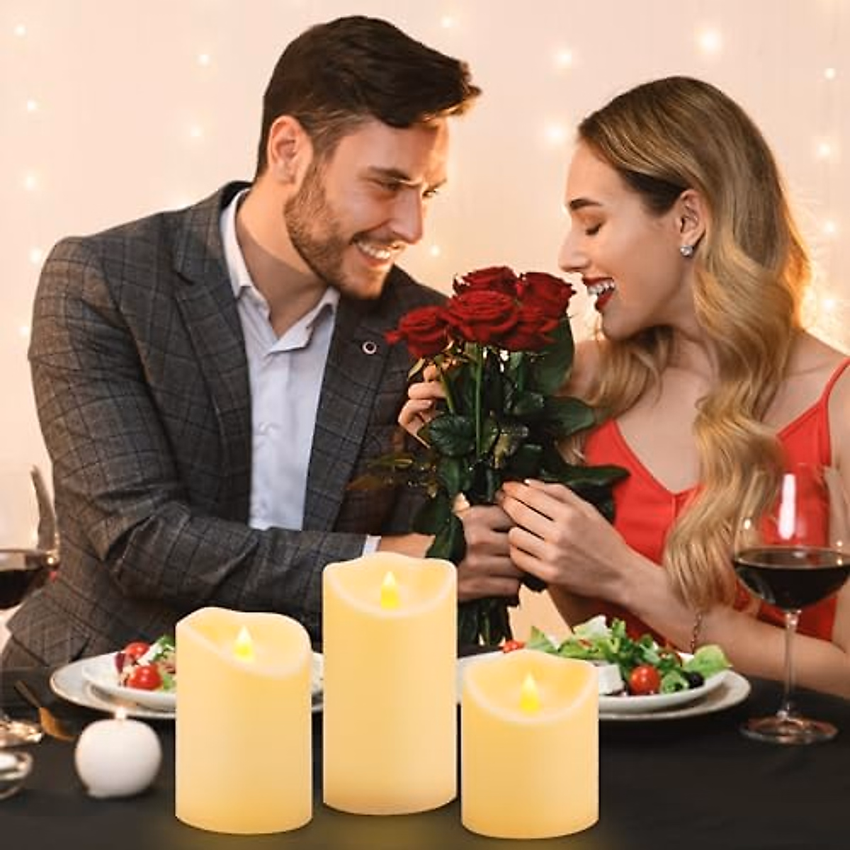 Enido Flameless Candles Waterproof Outdoor Candles Battery Operated Candles with Remote Cycling 24 Hours Timer (D: 3.25" x H: 4" 5" 6") LED Candles Plastic Pack of 3 Large Pillar Candles