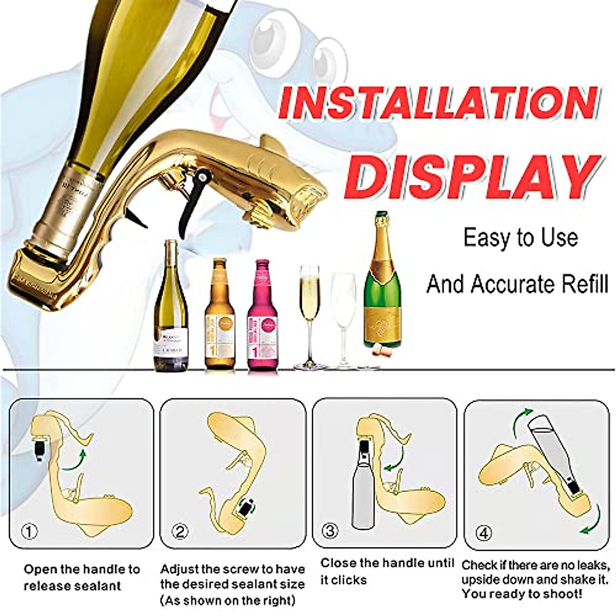 DOUDOUR Champagne Gun Shooter 3rd Generation Adjustable Beer Gun Blaster Dispenser for Birthday Parties Club