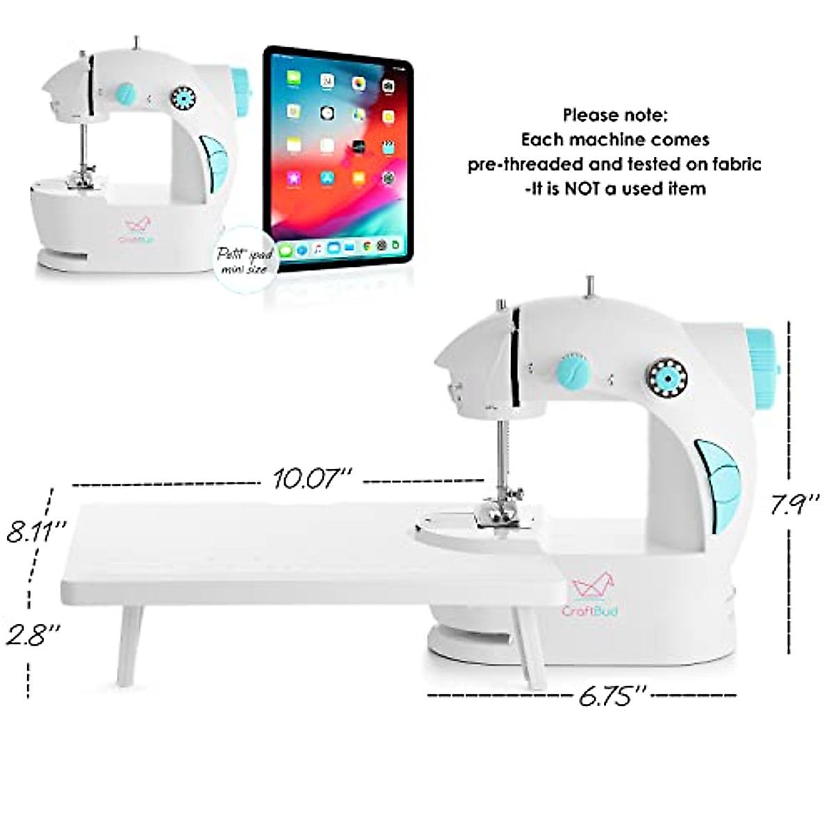 Mini Sewing Machine for Beginners, 122 Piece Kids Sewing Machine Ages 8-12 with Sewing Kit for Kids Ages 8-12, Portable Sewing Machines for Kids, Beginner Sewing Machine Kit, DIY Sewing Book & More