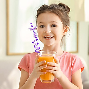 24 Pieces Mermaid Party Favors Glitter Mermaid Tail Straws Reusable Sparkly Drinking Straws for Mermaid Birthday Pool Party Supplies Decorations Gift Bag Fillers