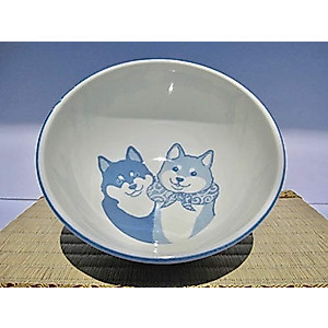 Japanese Shiba Dog Blue 6.3 Inches Diameter Large Rice Bowl Donburi Soup Noodle or Serving Bowl Multipurpose Bowl Chawan from Japan
