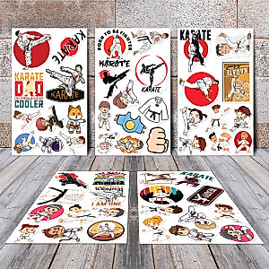 50 Pack Pcs Karate Stickers for Water Bottles Waterproof Vinyl Luggage Laptop Scrapbooking Funny Sports Taekwondo Sticker Packs Set Bulk Teens Adults Boys Aesthetic Small Decals