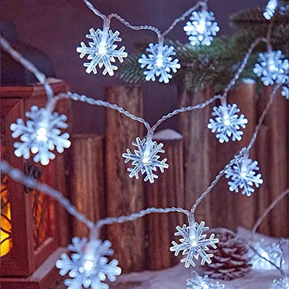 PrettyMarry Christmas Led Snowflake Outdoor Lights 33FT 50 Waterproof Indoor Snow Light for New Year Party Birthday Wedding Use in Living Room Bedroom Garden Roof Eaves White Color