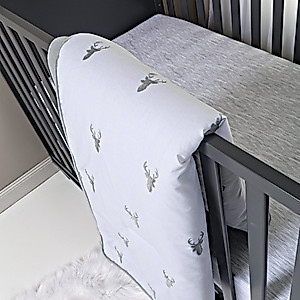 Trend Lab Stag Head 3 Piece Crib Bedding Set, Can Be Used As A Blanket Or A Playmat for Tummy Time, Includes Quilt, Fitted Crib Sheet and Skirt