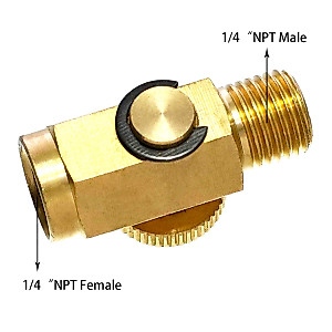 Quickun Pneumatic Brass In-Line Air Flow Regulator Valve, 1/4" NPT Male & Female, Air Pressure Compressor Tool