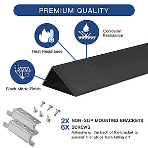 Slide-in Range Rear Filler Kit Black, Universal Triangular Fill Strip, Top Trim Kit Between Stove and Wall for Whirlpool & Most Brand, Aluminum Gap Cover, 30" Long
