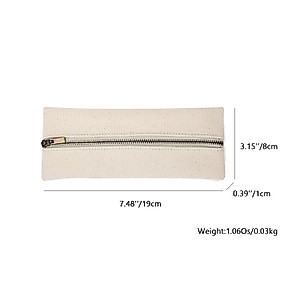 YONBEN Pencil Case Slim Pencil Pouch Small Pen Case Simple Cotton Canvas Pencil Bag (Beige, S)