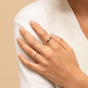 NOKMIT 3mm 14K Gold Filled Rings for Women Dainty Gold Stacking Stackable Band Thin Gold Thumb Pinky Finger Ring Non Tarnish Comfort Fit Size 4 to 11 (Gold,8)