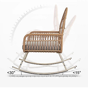 Patio Rattan Rocker Chair,Upholstered Nursing Armchair,Modern Rocking Chair with High Backrest,Nursery Rocking Chair,Comfy Side Chair,for Garden Backyard Porch(91*61.5*95cm/35.8*24.2*37.4in)