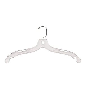 NAHANCO 505R Plastic Dress Hangers with Molded Shoulders, Middle Heavy Weight, 17", Clear (Pack of 100)