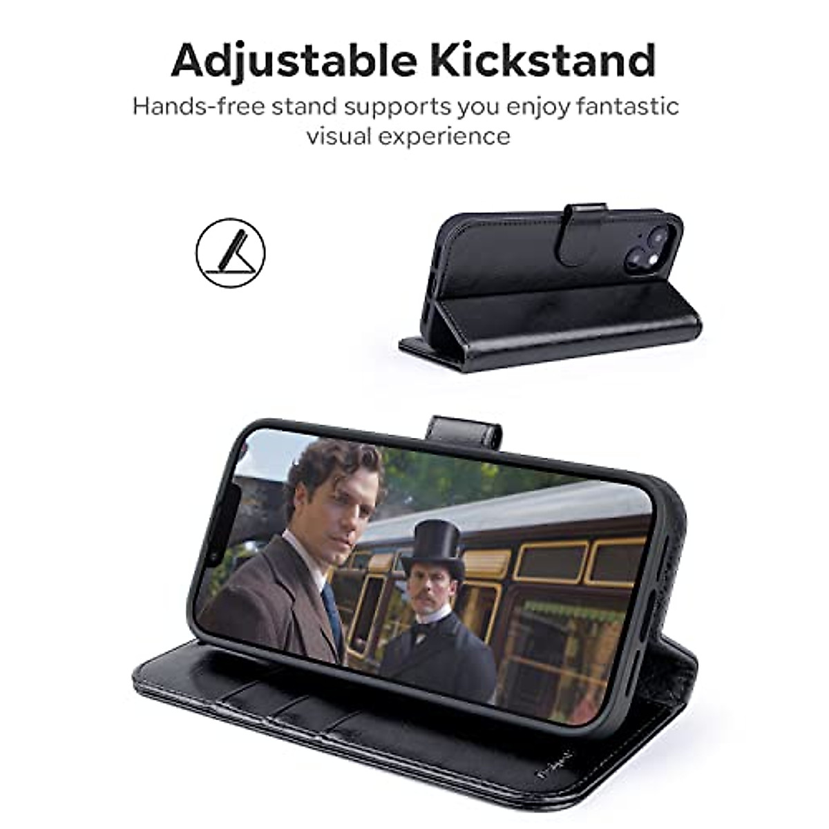 OCASE iPhone 14 Plus Wallet Case, Durable PU Leather Flip Folio Case with 3 Card Holders, RFID Blocking, Shockproof TPU Inner Shell, Protective Phone Cover Women Men for iPhone 14 Plus 6.7 Inch, Black