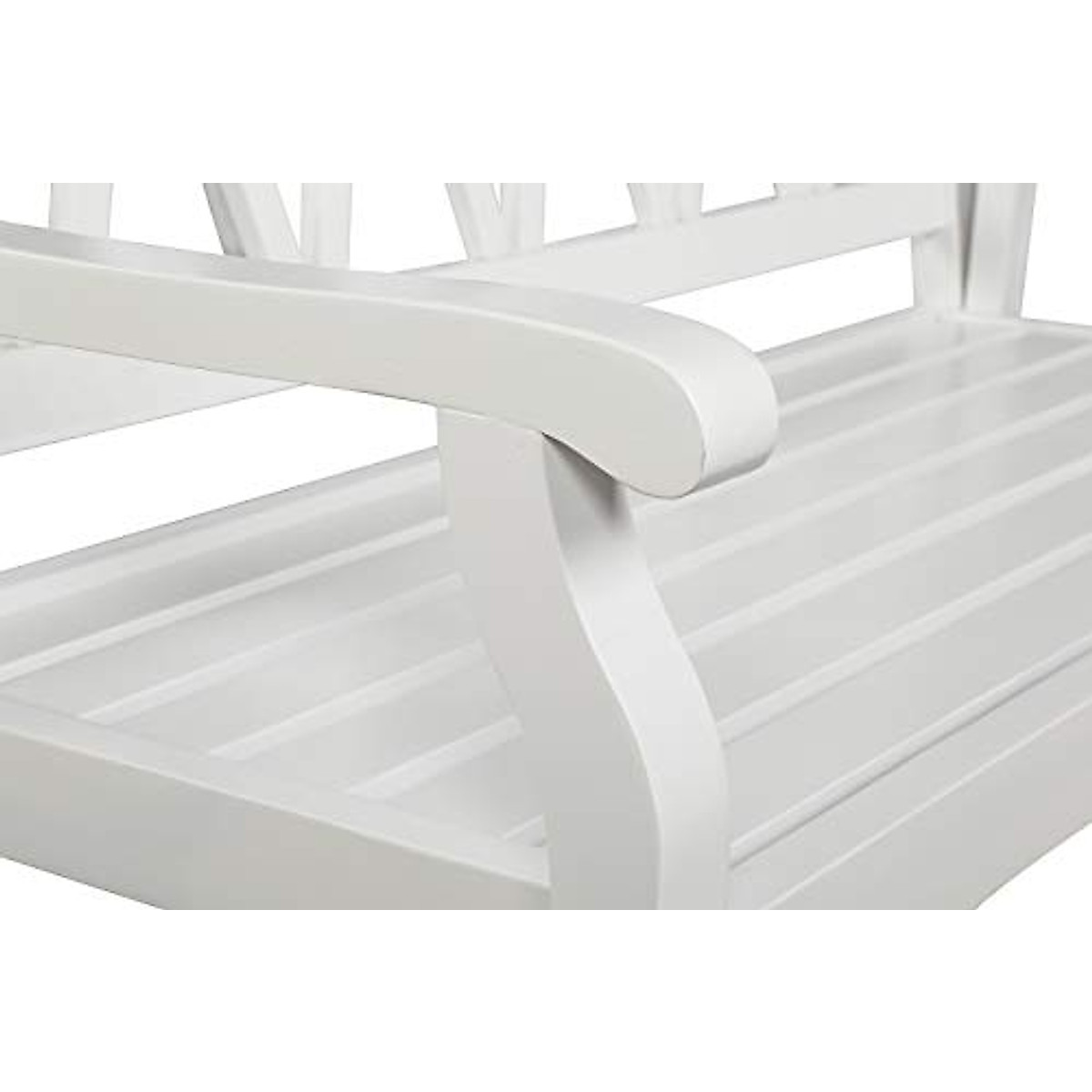 Pebble Lane Living All Weather Outdoor Exclusive Elegant Hardwood 2 Seater Park Bench with Arms and Back, 48" L x 24" W x 35.5" H, White