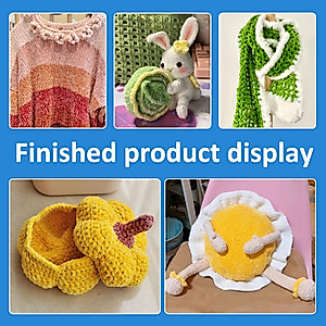 Chenille Yarn, 14OZ Soft Velvet Chenille Yarn for Crocheting and Knitting, Velvet Yarn with Stitch Marker, Big Eye Needles for Scarves, Hats, Blankets DIY Weaving Crocheting HandCrafts Yarn