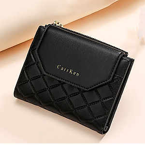 SUMGOGO Small Wallet for Women Leather Card Holder Case Bifold Zipper Coin Pocket Purse