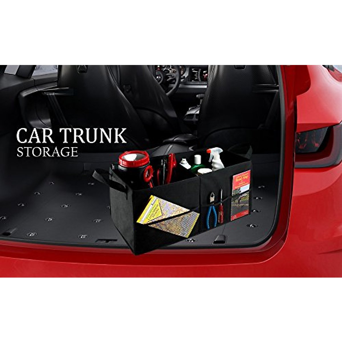 Handy Laundry Fold Away Car Trunk Organizer, Black, 22" x 10" x 11", Non-slip Fastener secures to your trunk and prevents sliding, Prevent items from rolling around or shifting in your trunk