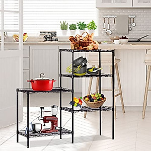 BELANITAS 5 Tier Wire Shelving Unit Adjustable Storage Shelves Heavy Duty Metal Shelf Steel Wire Shelving Rack, 21" L x 11" W x 59" H,Black