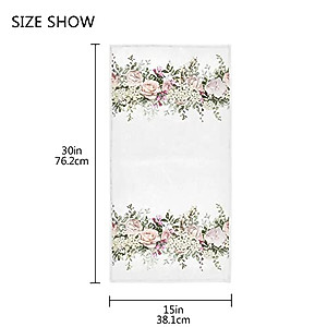 Bolaz Hand Towels Bath Towels for Bathroom Washcloths Face Cloths Cotton Retro Pink Rose and Leaves Decorative Absorbent Soft 30x15in