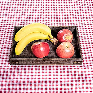 Sufandly Service Tray with Handles, Serve Coffee, Tea, Cocktails, Appetizers, Rectangle Wood Breakfast Bed Tray 11.8X 7.9 Inch