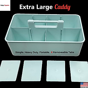 Enjoy Organizer- Commercial Large Portable Caddy Stackable Carry Caddy, Black, Carrier for Cleaning Supplies, Tools, All-Purpose Carry Caddy Made In USA (Mint)