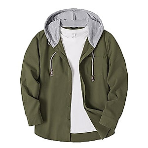 COOFANDY Mens Long Sleeve Button Up Shirt Shacket Fashion Corduroy Shirt Jacket Winter Work Shirts