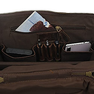 Timester laptop travel backpack for men full frain leather large backpack for highschool. Brown