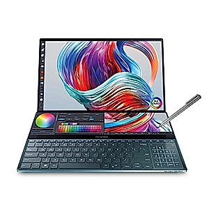 ASUS ZenBook Pro Duo UX581 Laptop, 15.6” 4K UHD NanoEdge Touch Display, Intel Core i7-10750H, 16GB RAM, 1TB PCIe SSD, GeForce RTX 2060, ScreenPad™ Plus, Windows 10 Pro, Celestial Blue, UX581LV-XS74T