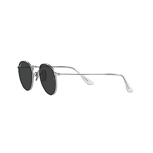 Ray-Ban RB8247 Round Titanium Sunglasses, Silver/Black Polarized, 50 mm