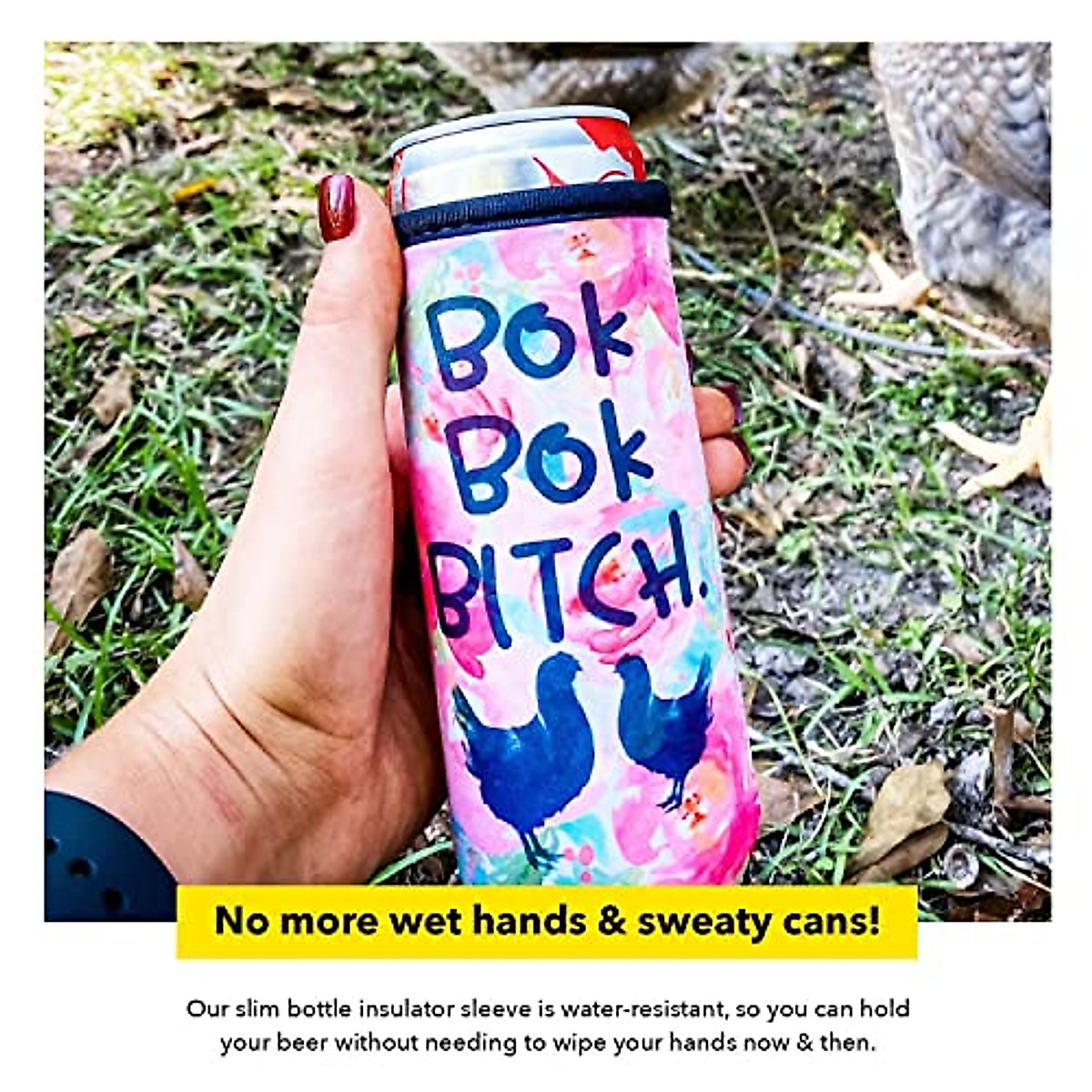 Lit Handlers Slim Can Holder - 12 oz Tall Can Sleeve for Slim Drinks - Neoprene Material Insulated Beverage Cooler & Cover - Machine Washable, Tear Resistant, Reusable Drink Insulator Sleeve for Beach