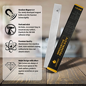 Exitoso Magnetic Knife Holder For Wall No Drill, Extra Strong, Adhesive Mount, 16 inch (40cm) - Wall Knife Holder Magnet for Knives on Wall - Kitchen Knife Magnetic Strip No Drilling