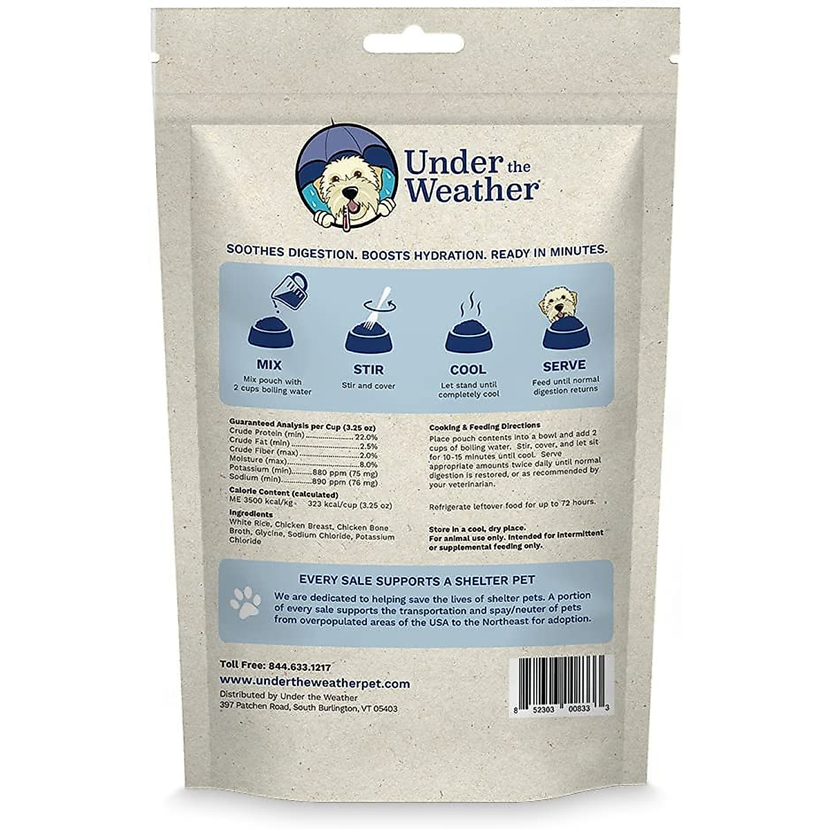 Under the Weather Easy to Digest Bland Diet for Sick Dogs - Always Be Ready - Contains Electrolytes - Gluten Free, All Natural, Freeze Dried 100% Human Grade Meats - Chicken, Rice & Bone Broth