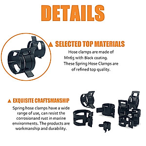 ISPINNER 80pcs Spring Band Type Fuel/Silicone Vacuum Hose Pipe Clamp, 7mm-18mm Low Pressure Air Clip Clamp 7mm 9mm 10mm 11mm 14mm 16mm 17mm 18mm (Black)