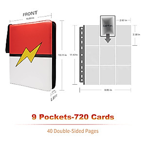 OMOTIYA Trading Card Binder, Fit 720 Cards with 9-Pocket Double Side Pages, Baseball Collection Binder with 40 Sleeves Included, Sports Card Collectors Album Holder for TCG