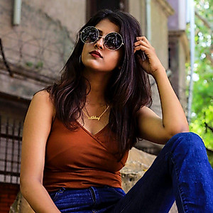 LoEnMe Jewelry Sharon Name Necklace Custom Personalized in Gold Plate Gift for Women Couple