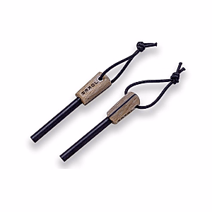 Joker CM115-P Nórdico Survival Knife, Micarta Canvas Brown Handle, 3.94 inches Blade of SANDVIK 14C28N, Brown Leather Sheath with Fire Starter, Tool for Fishing, Hunting, Camping and Hiking