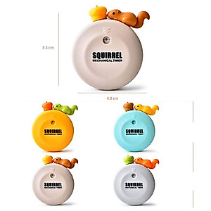 Cute Squirrel Machinery Timers 60 Minutes Mechanical Kitchen Cooking Timer Clock Loud Alarm Counters Manual Timer Kitchen Utensil (Beige)