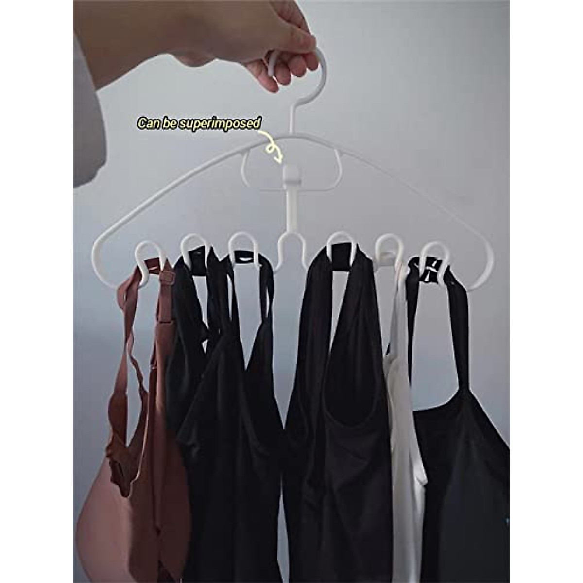 LXYY Wave Pattern Stackable Hanger, Sturdy Plastic Clothes Hangers Organizer Storage, Multifunctional Non Slip Magic Hanger 8 Slots Space Saving for Slings, Scarf, Shirts, Belts (White,10PCS)