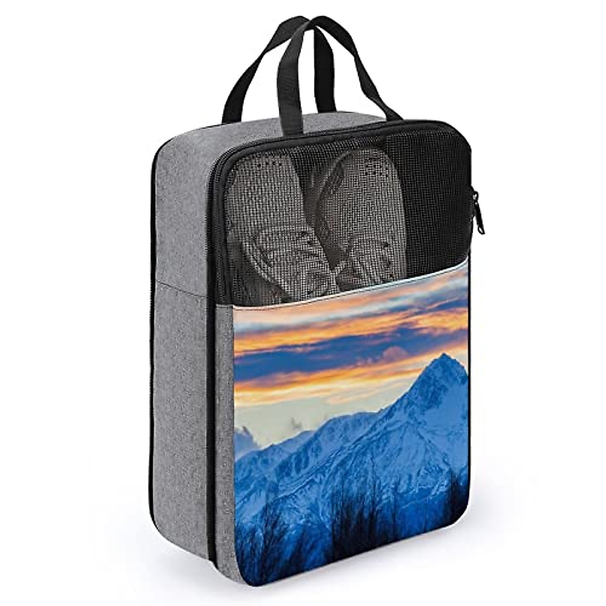 Frcavbin Alaska Mountain Sunset Travel Shoe Bag Shoes Carrier with Handle and Zipper Foldable Shoe Puches Organizer for Home storage School starts