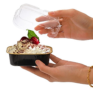 Lyellfe 60 Pack Aluminum Foil Baking Cups, 5 Oz Disposable Ramekins with Lids, Aluminum Foil Muffin Cups, Perfect for Cupcake, Souffle, Individual Cheesecake