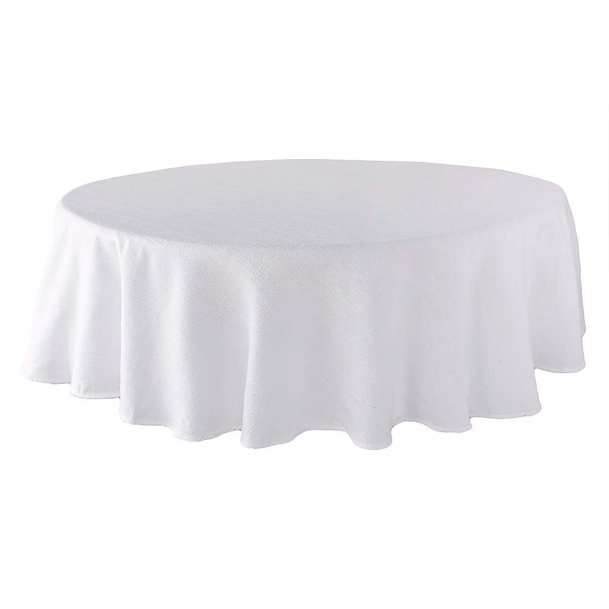 Benson Mills Cameron Textured Fabric Table Cloth, for Everyday Home Dining, Parties, Weddings & Holiday Tablecloths (70" Round, White)
