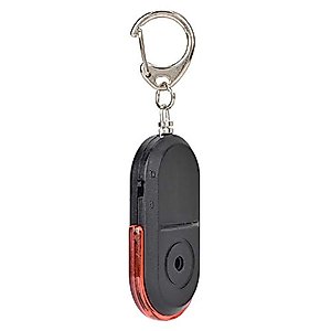 Whistle Key Finder, Wireless Anti Lost Alarm Key Finder Lost Sound LED Light with Battery Red Ey Keyring Locator Whistle (Red)