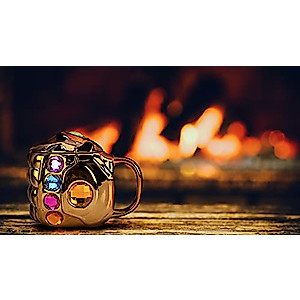 Zak Designs Marvel Thanos Unique 3D Sculpted Ceramic Coffee Mug, Collectible Keepsake Tea Mug for Hot Drinks (15 oz, Non BPA, Thanos Infinity Gauntlet)
